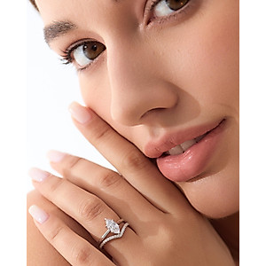 Michooyel 1.5ct Marquise Cut 2in1 Women's Engagement Ring Simulated Diamond Wedding Bands Ring Bridal Set Sterling Silver Promise Ring For Women