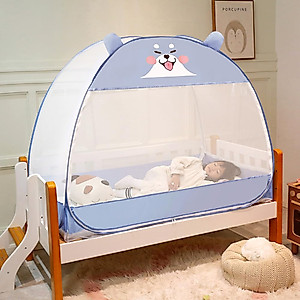 Mengersi Baby Crib Tent,Baby Pop Up Crib Tent to Keep Baby in,Toddler Crib Net Canopy- Mosquito Net (Crib Tent, Blue)(CAN36248)