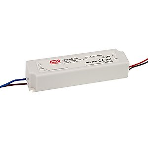 MEAN WELL LPV-60-12 Sealed Panel Mount LPV Series AC-DC 12-volt 5-Amp Power Supply with LED Driver, White