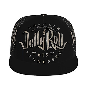 kingscom Jelly Singer Roll Hat Flat-Brimmed Baseball Cap Dad Ball Hat Snapback Hip Hop Cap for Men and Women Black