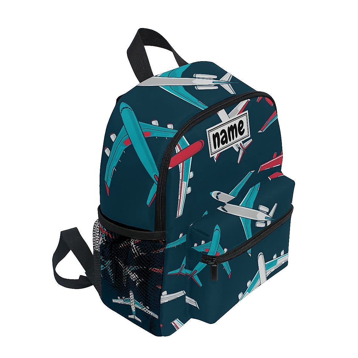 Glaphy Custom Kid's Name Backpack, Airplanes Pattern Toddler Backpack for Daycare Travel Personalized Name Preschool Bookbag for Boys Girls