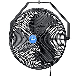 iLiving 18" Wall Mounted Variable Speed Indoor/Outdoor Weatherproof Fan, Industrial grade for Patio, Greenhouse, Garage, Workshop, and Loading Dock, 6360 CFM, Black