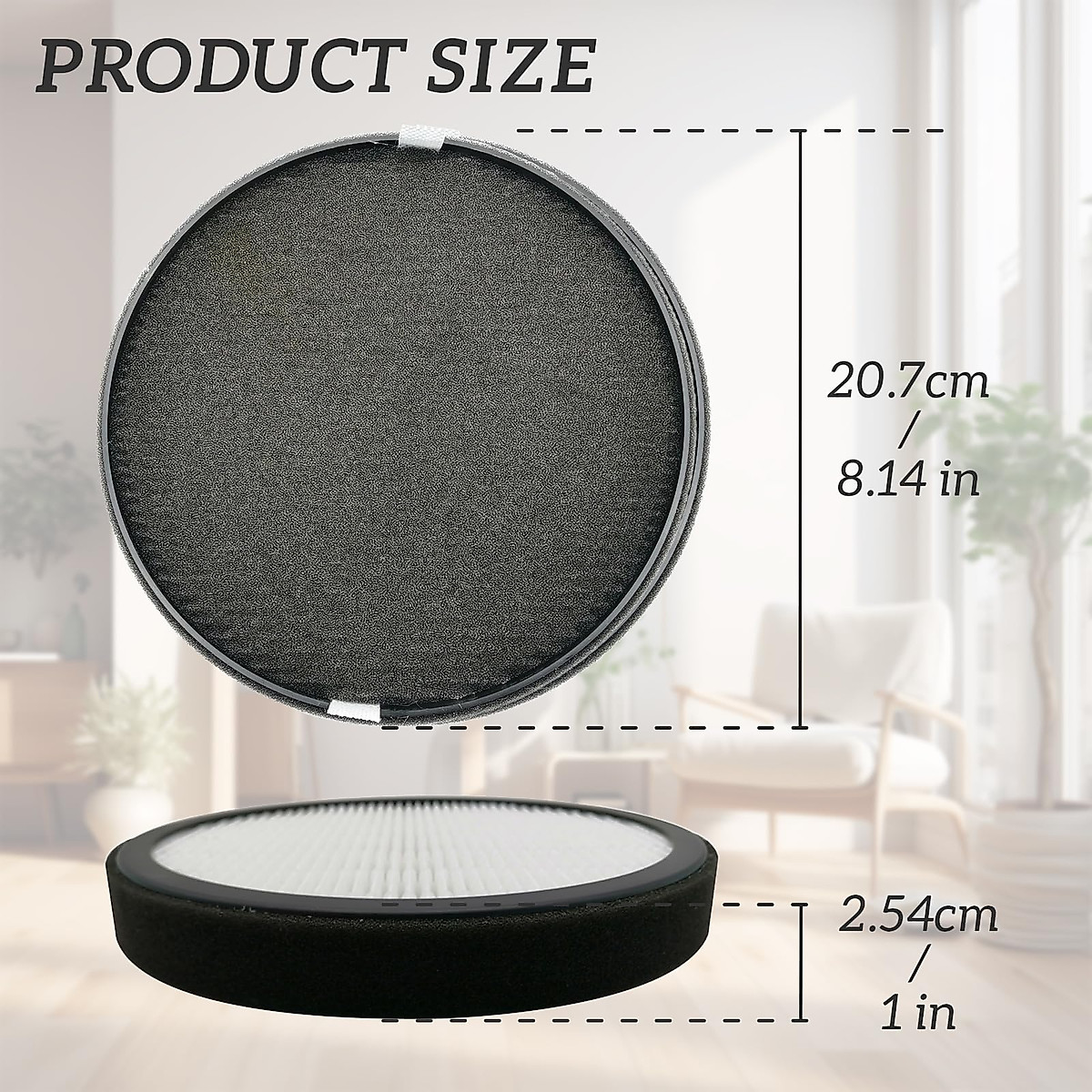 SaferCCTV H13 True HEPA Replacement Filter Compatible with Pure Enrichment PureZone Halo Air Purifier PEAIRDSK, 2-in-1 True HEPA Filters, 2Pack