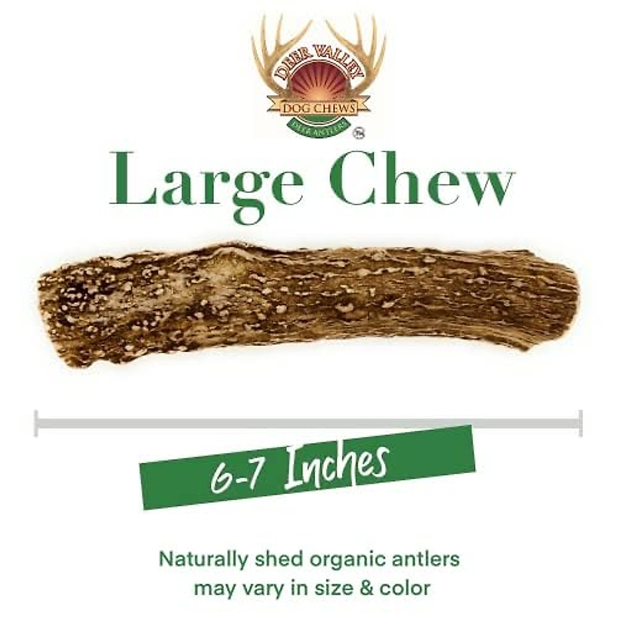 Deer Valley Chews Premium Deer Antler for Dogs - Large 6-7 Inches Long, Single Antler - All Natural Dental Treat for Teething and Chewing - Premium Grade, Naturally Shed