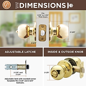 Copper Creek BK2030PB Ball Door Knob, Privacy Function, 1 Pack, Polished Brass