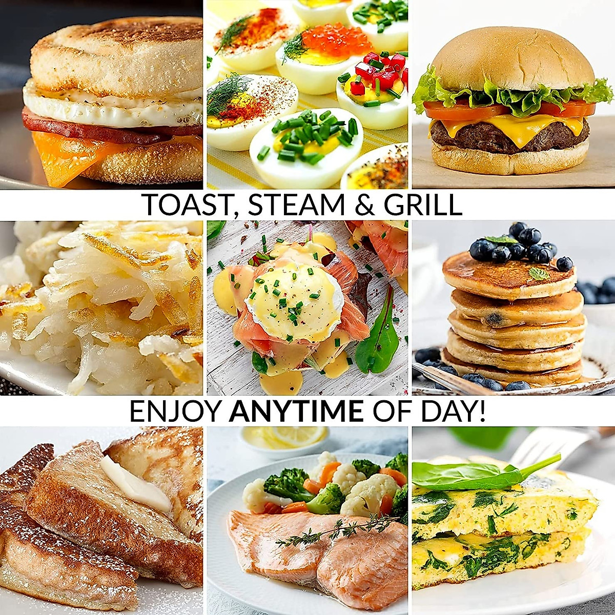 MONIK Classic Retro 3 in 1 Breakfast Station, 2 Wide Slot Toaster with Adjustable Bake Controls, 6 Capacity Egg Boiler