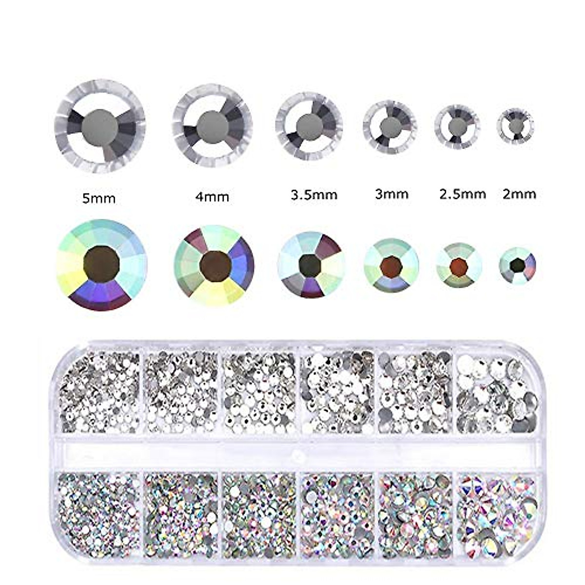 Amaoz Rhinestone Jewel Pickup Tool,Dual-ended Picker Dotting Pen Crystal Studs Wax Pen, Flat Back Gems Round Rhinestones for Nails Decoration Crafts Eye Makeup Clothes Shoes︱Mix SS4 6 10 12 16︱3500PCS