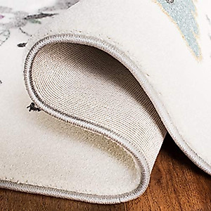 SAFAVIEH Carousel Kids Collection Accent Rug - 4' x 6', Ivory & Pink, Cat Design, Non-Shedding & Easy Care, Ideal for High Traffic Areas for Boys & Girls in Playroom, Nursery, Bedroom (CRK187A)