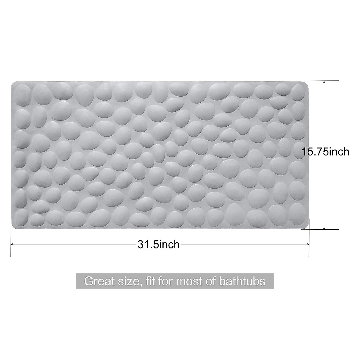 Non-Slip Bathtub Mat OTHWAY Soft Rubber Bathroom Bathmat with Strong Suction Cups (Grey)