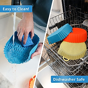 3 Pack Air Fryer Silicone Liners Pot, Round & Square Food Grade Air Fryer Accessories, 8 Inch Reusable Baking Tray Oven Accessories, Air Fryer Silicone Basket Bowl, No Need to Clean Fryer(For 5 to 6Q)