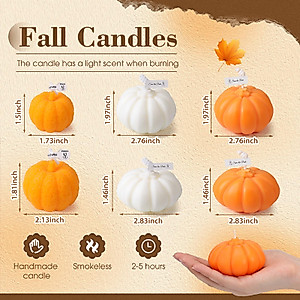6 Pcs Fall Pumpkin Candles Thanksgiving Pumpkin Shaped Candle Decor Halloween Home Decoration Scented Candles Handmade Wax Candle for Bedroom Bathroom Party