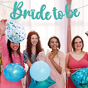 KatchOn, Blue Glitter Bride To Be Banner - 10 Feet, No DIY | Blue Bride to Be Sign for Bachelorette Party Decorations | Bridal Shower Banner for Bridal Shower Decorations | Bride To Be Decorations