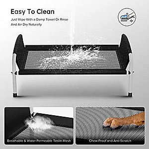 Cooling Elevated Dog Bed, Raised Dog Bed for Medium Size Dog, Chew Proof Dog Cot with No-Slip Feet, Washable Breathable Mesh, Easy Clean, Portable, for Indoor or Outdoor Black