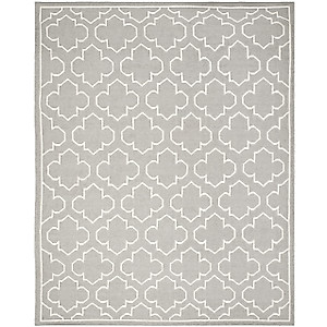 SAFAVIEH Dhurries Collection 8' x 10' Grey/Ivory DHU625B Handmade Flatweave Premium Wool Area Rug