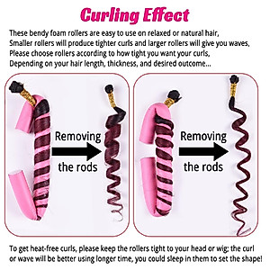 Royota 30PCS 9.45" Flexible Foam Curling Rods, Twist Heatless Hair Rollers for Women, Girls, Long and Short Hair, Sleep-In (0.71 x 9.45 Inch, Random Color)