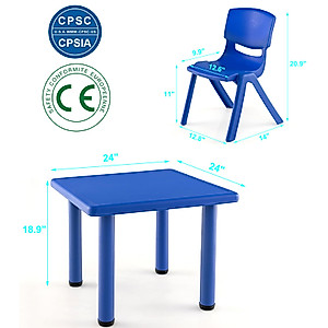 Axidou 4 Pack Premium 11" H Plastic Stackable School Chairs, Toddler and Kids Chair for Daycare, School, Outdoor, Home - Blue