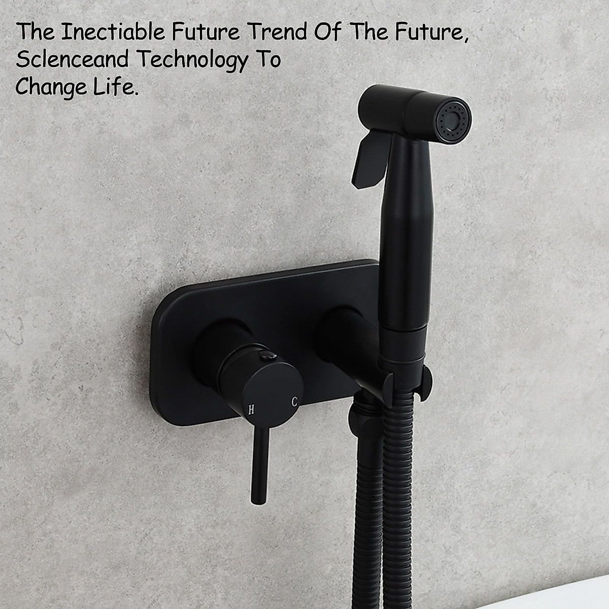 Brass Handheld Bidet Toilet Sprayer, Wall Mount Baby Cloth Diaper Sprayer, Concealed Bidet Sprayer Hot and Cold Water, Handheld Bidet Sprayer for Toilet Cleaning and Personal Hygiene (Black)