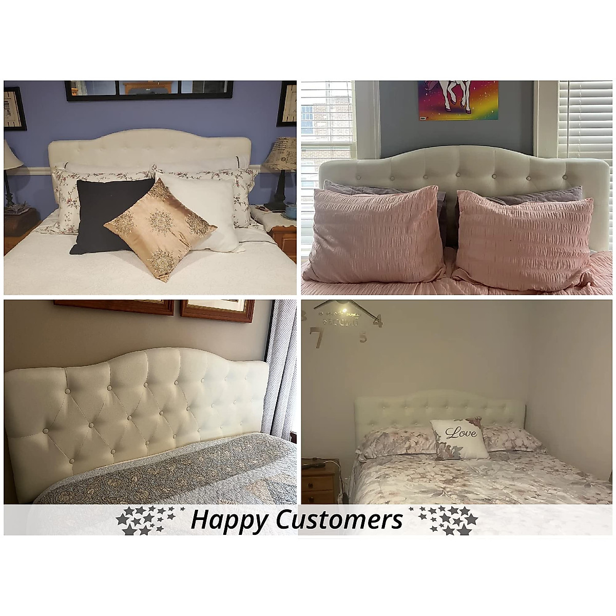 Cassandra Headboards for Full Size Bed, Upholstered Button Tufted Bed Headboard, 12 Adjustable Positions Full Headboard Only, Wall Mounted Headboard, Bed Backboard Linen Fabric Head Board - White