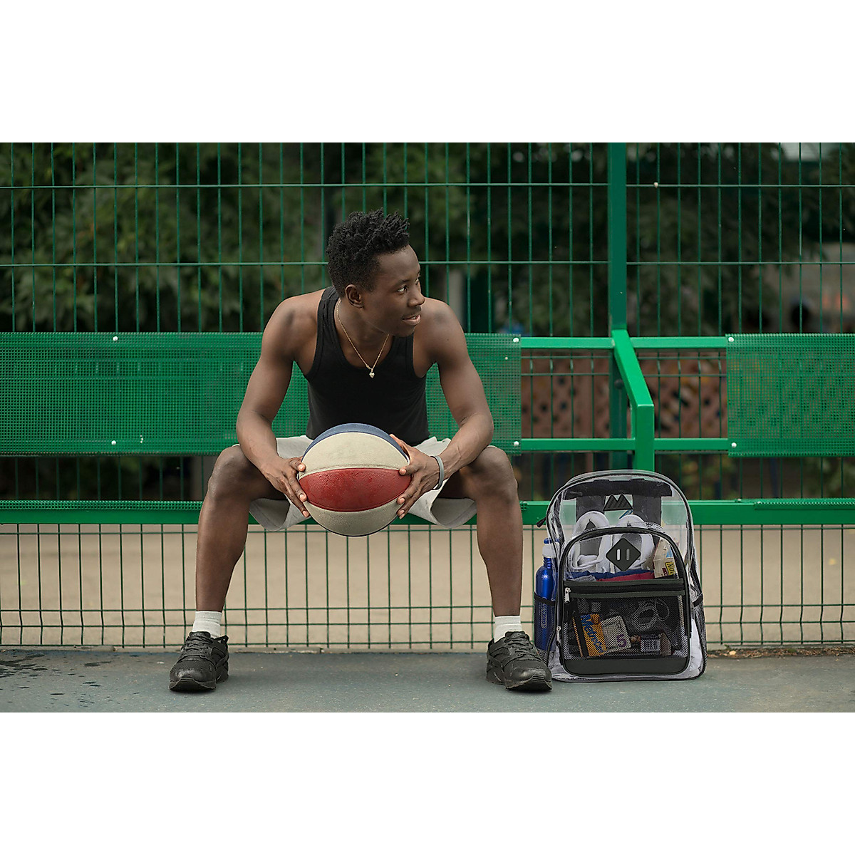 Clear Backpack with Water Bottle Holder, Stadium Approved for Men, Women, Kids