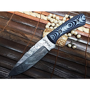 Perkin Handmade Damascus Hunting Knife Full Tang Fixed Blade Knife - 5MH