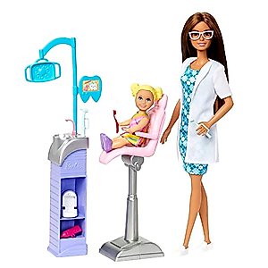 Barbie Careers Dentist Doll and Playset with Accessories, Medical Doctor Set, Barbie Toys,White