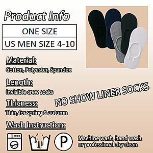 No Show Men Footie Sock Low Cut Liner Thin Embroidered Initial Letter Dark Boy Running Short White Sock 5 7 or10 Pairs (10 Pairs-Pure Colors)