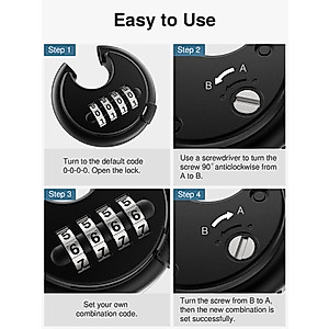 Puroma Combination Lock, 4 Digit Disc Padlock with Hardened Steel Shackle, Keyless Heavy Duty Combo Lock for Outdoor Sheds Fence, Gate Hasps, Storage Unit, School Gym Locker (1 Pack, ‎Black)