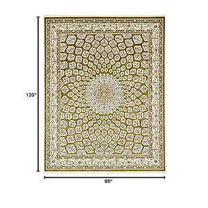 Unique Loom Narenj Collection Classic Traditional Textured Medallion Pattern Design Area Rug, 8' x 10' Rectangle, Green/Blue