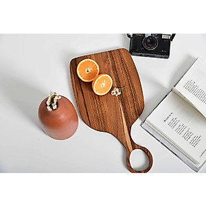 Woodlery Organic Acacia Wood Couple Valentine kitchen Cutting Chopping Board with Handles for Butcher Block Cheese Vegetables Fruit Salad (Set of 2 Couple Board 16L x 9W, 13L x 7W Inches)