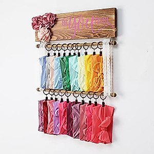 SOONOW Bow Holder for Girls Hair Bows, Baby Headband Organizer, Bow and Headband Storage Holder for Baby Girl Nursery Decor (Brown)