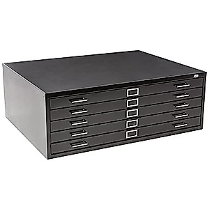 Safco Products Flat File for 42" W x 30" D Documents, 5-Drawer (Additional Options Sold Separately), Black