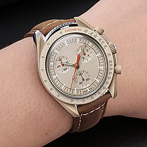 Bands for Moonswatch Watch,Leather Strap Compatible with Omega X Swatch Moonswatch Speedmaster/Rolex/SEIKO Etc 20mm Watch,Quickly Release Swatch Omega Moonswatch Leather Replacement Band