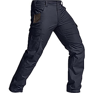 CQR Men's Ripstop Work Pants, Water Resistant Tactical Pants, Outdoor Utility Operator EDC Straight/Cargo Pants, Work Cargo Police Navy, 34W x 32L