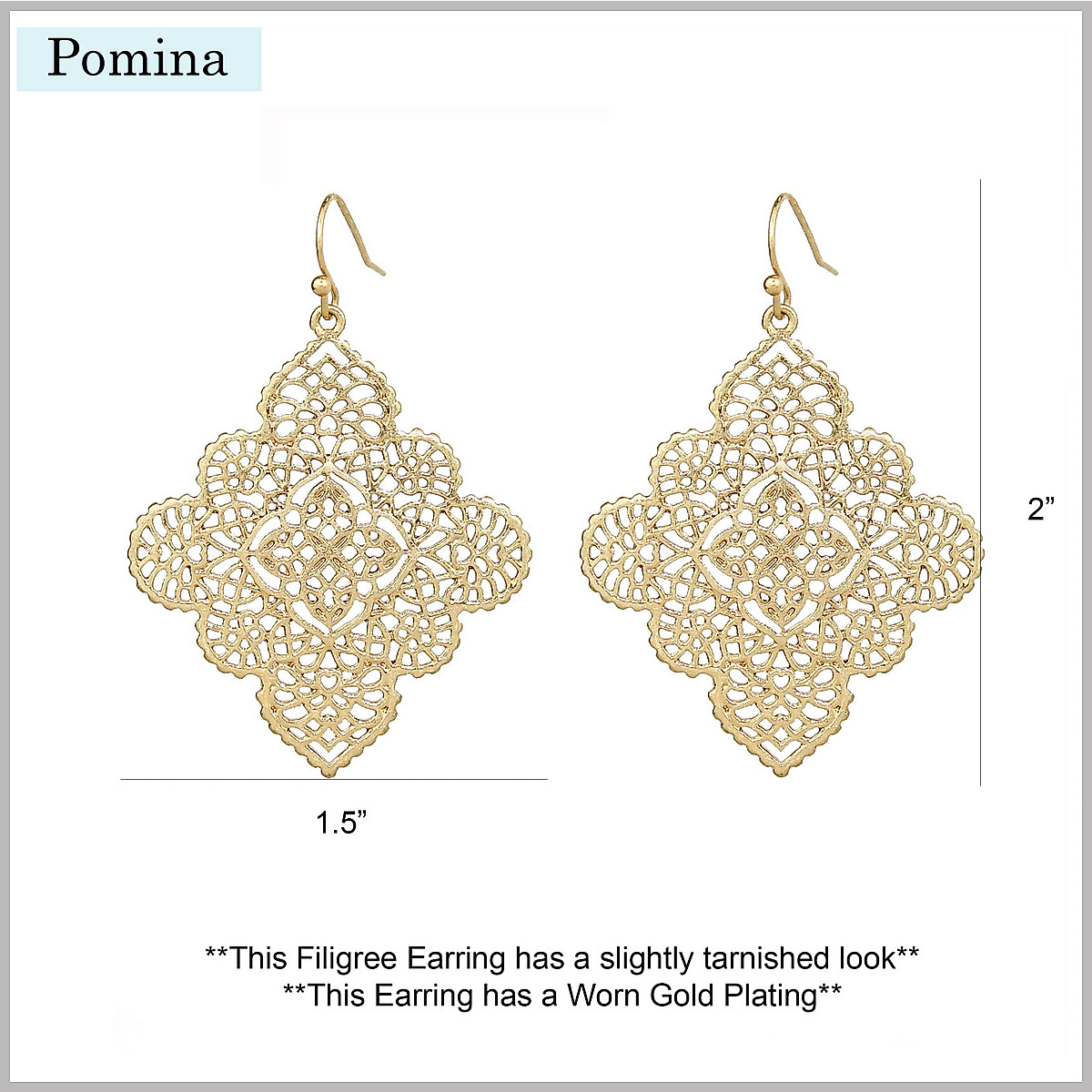 POMINA Floral Celtic Filigree Gold Dangle Drop Earring Boho Fashion Geometirc Filigree Earrings for Women (Worn Gold)