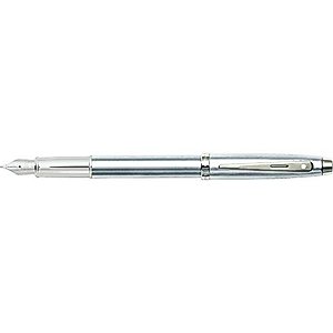 Sheaffer 100 Brushed Chrome Fountain Pen with Chrome Trim and Medium Nib