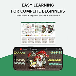 CYANFOUR 4 Stage Embroidery Kit for Beginners Adults, Easy to Learn 38 Different Stitches from Instruction & Video, Needlepoint Kits for Adults with Stamped Embroidery Patterns.