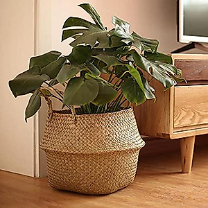 UXZDX Wicker Woven Basket Rattan Hanging Flowerpot Flowerpot Dirty Clothes Basket Storage Basket
