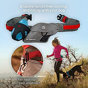 Kurgo K9 Excursion Belt, Hands Free Dog Running Belt, Running Dog Leash Belt, with Poop Bag Dispenser, Adjustable, Reflective Trim, Two Leash Clips, for Running, Walking, Hiking