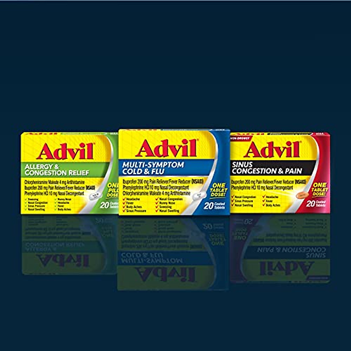 Advil Respiratory Sinus Congestion and Pain Relief Medicine & Fever Reducer with Ibuprofen and Phenylephrine HCl, 50 Count