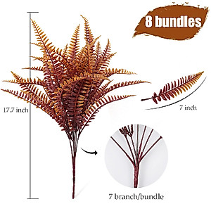 RECUTMS 8PCS Artificial Plants Greenery, Fake Boston Fern Bush Plant UV Resistant Greenery Bushes Faux Outdoor Shrubs Plants Indoor Outside Hanging Planter Home Garden Decor