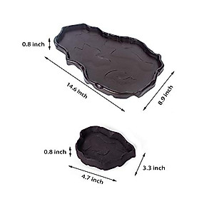 Tfwadmx Reptile Food and Water Bowl Set Luminous Bearded Dragon Dishes Tortoise Feeder Lizard Habitat Large and Small Amphibian Feeding Plates Terrarium DéCor for Turtle Gecko Snake Tegu Iguana 2 Pcs