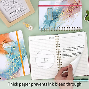 EOOUT Spiral Notebook 3 Pack Journals for Women, 6"x 8.5" Hardcover Spiral Journal, 160 Pages, Marble Design College Ruled Notebook Back Pocket, for Office School Supplies Gifts