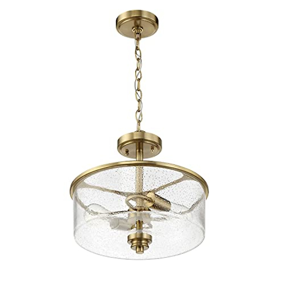 Craftmade 50552-FB Bolden Clear Seeded Glass Shade Semi Flush, 2-Light 120 Watts, Flat Black