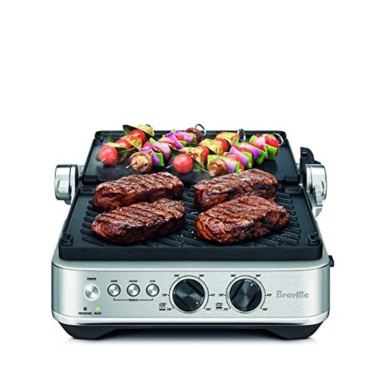Breville BGR700BSS the Sear and Press countertop electric grill, Medium, Brushed Stainless Steel