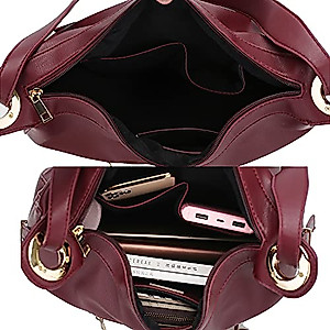 MKF Hobo Bag for Women – PU Leather Shoulder Purse Pocketbook Fashion – Top Handle Multi Pocket Handbag Taupe