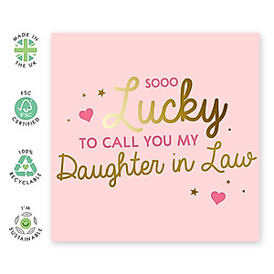 CENTRAL 23 - Cute Birthday Card for Daughter-in-Law - 'So Lucky To Call You My Daughter In Law' - Sweet Daughter In Law Birthday Cards - Ideal Birthday Cards for Her - Comes with Fun Stickers