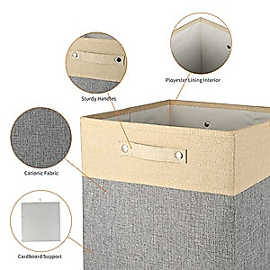 Awekris Storage Cubes, 13 Inch Foldable Storage Bins with Sturdy Handles, 3 Pack Fabric Clothes Organizer Storage Baskets for Home Office Closet, Clothes, Toys, Beige