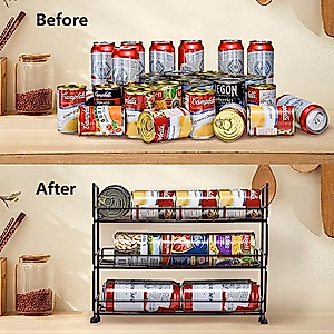 SUFAUY Can Rack Organizer, Can Storage Dispenser Holds up to 72 Cans for Kitchen Cabinet or Pantry, Black