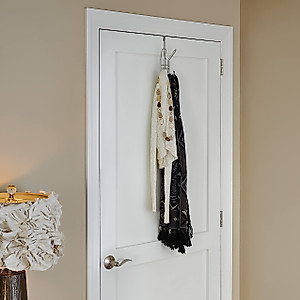 ClosetMaid Over The Door Hanger Rack with Two Hooks, for Hats, Scarves, Belts, Towels, Jackets, Nickel Finish