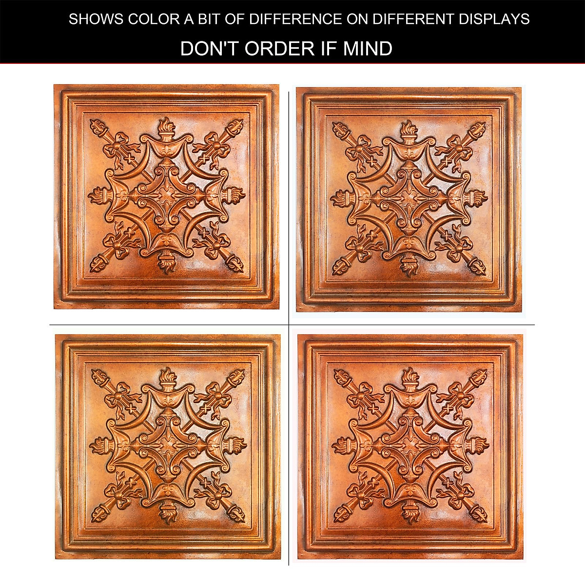 Ceiling Tin Tiles Decorative Drop Ceiling Tiles Distressed for Cafe Club Salon Hotel Store Bar 2'x2' PL07 Archaic Copper 10pcs